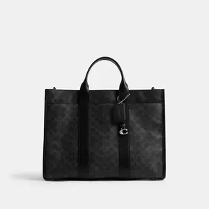 Coach Tote Bag 40 With Signature Canvas In Black - 30% Off